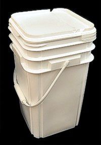 Five (5) gallon square buckets at PHG