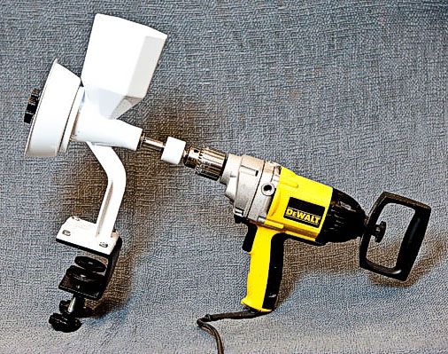 Drill adapter for Wonder Junior grain mill at PHG